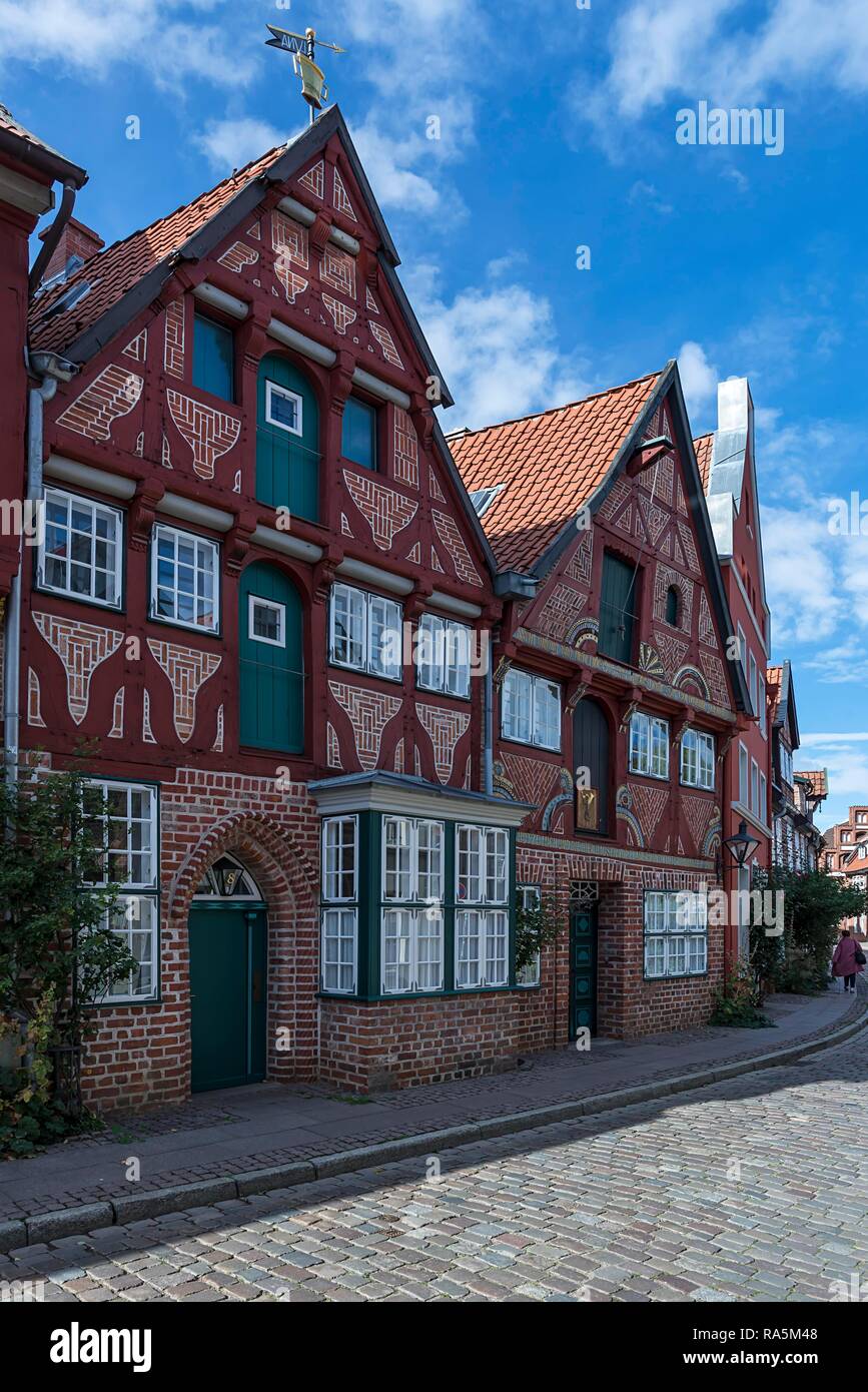 Historic old town houses end of 16th century, Lüneburg, Lower Saxony ...
