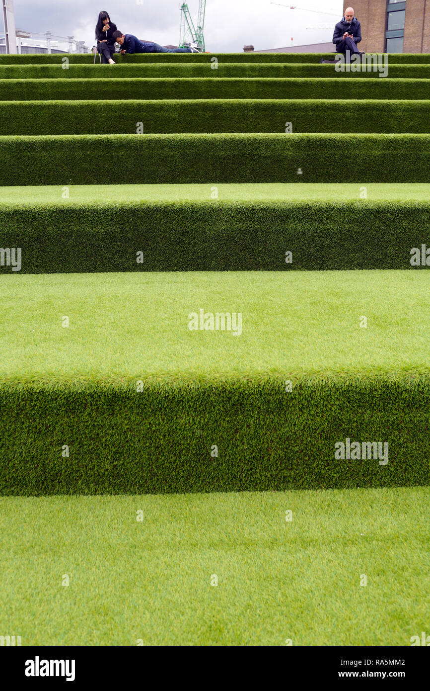 Grass steps Kings Cross London Stock Photo - Alamy