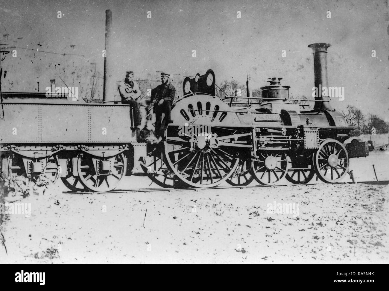 Dundee and Perth Railway locomotive Kinnaird in about 1850 Stock Photo ...