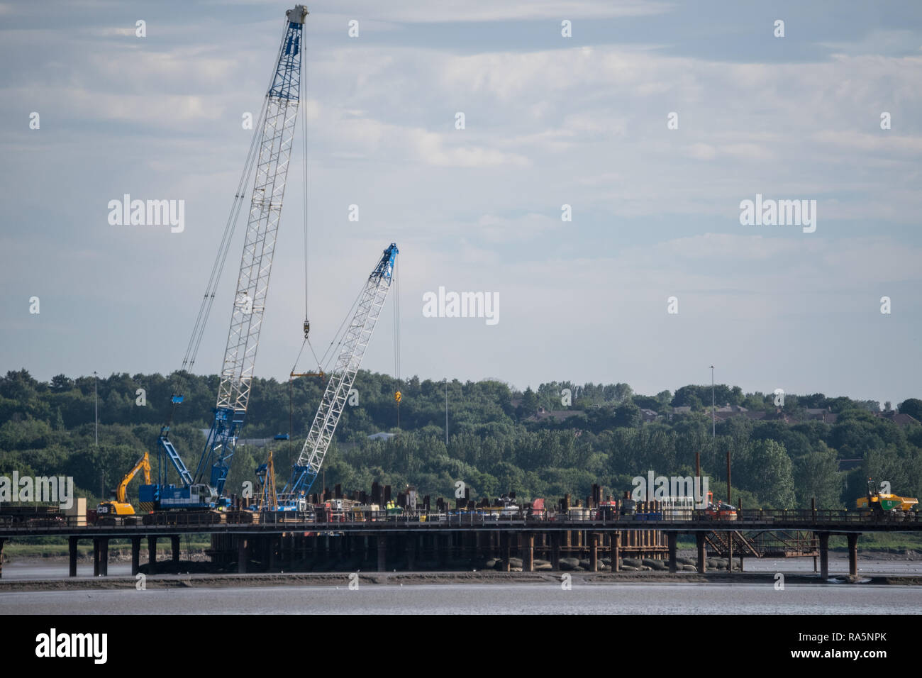Construction of the Mersey Gateway Bridge between 2014-2017 creating ...