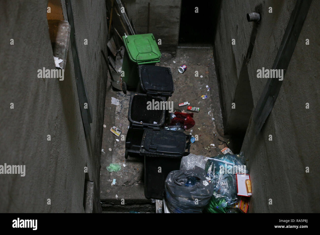 Bucharest, Romania - January 1, 2019: Full of garbage and very dirty ...