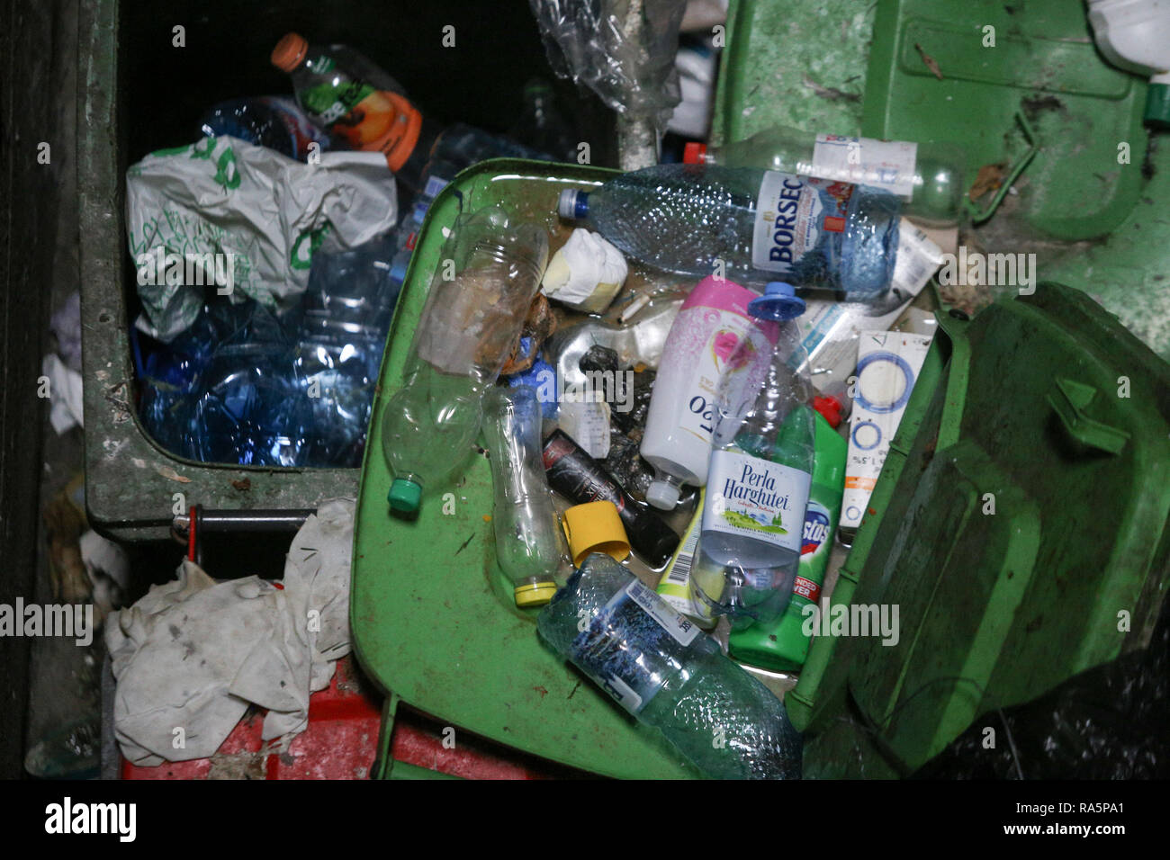 Bucharest, Romania - January 1, 2019: Full of garbage and very dirty ...