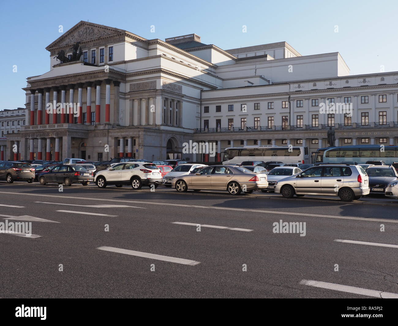 WARSAW, POLAND on DECEMBER 2018: Facade of Grand Theatre and National ...