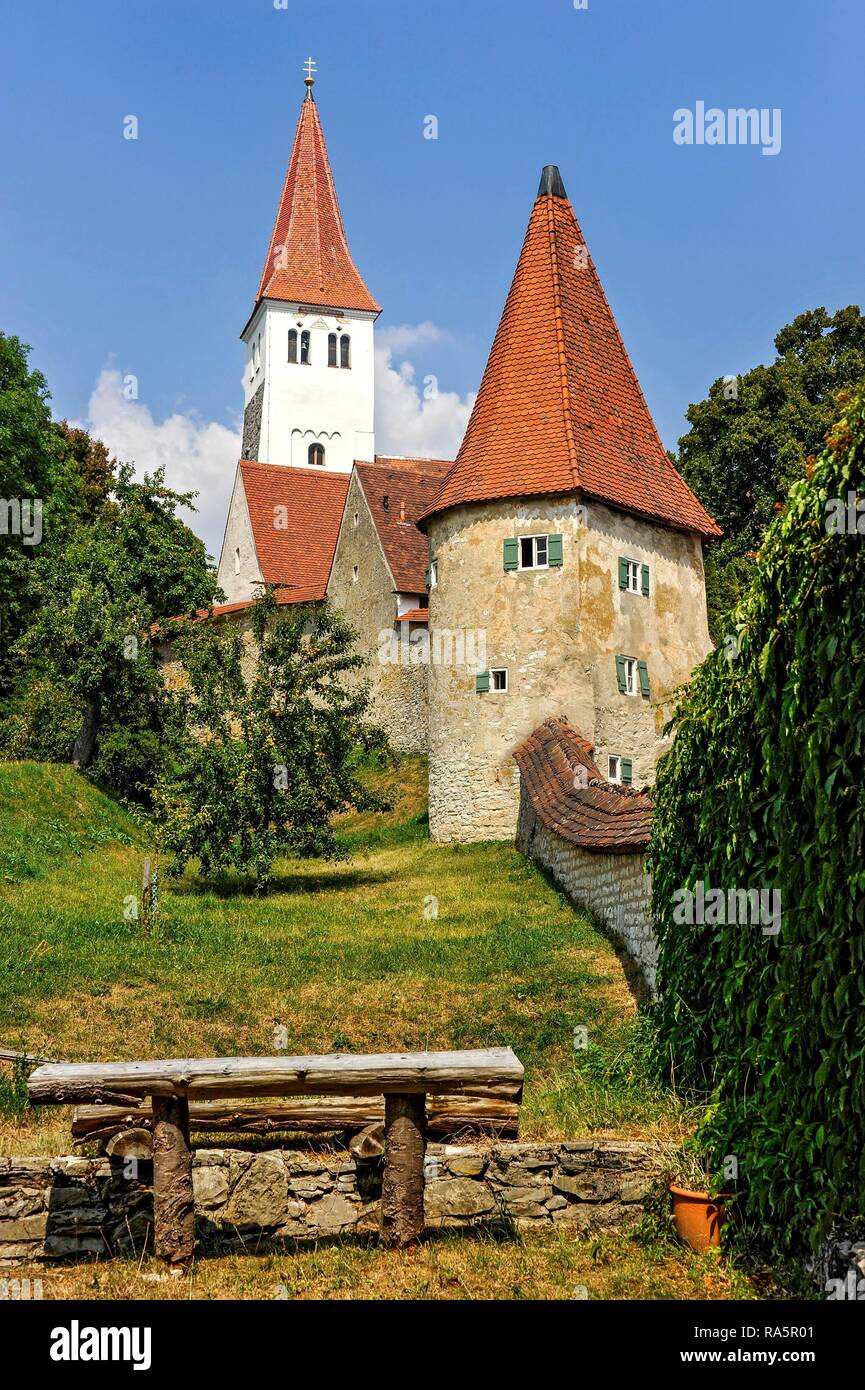 Medieval town wall with defensive defence tower, bell defence tower of ...