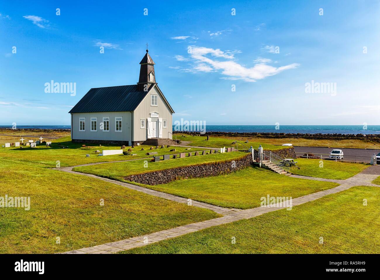 Strandarkirkja, church and cemetery by the sea, Selvogur, Southern ...