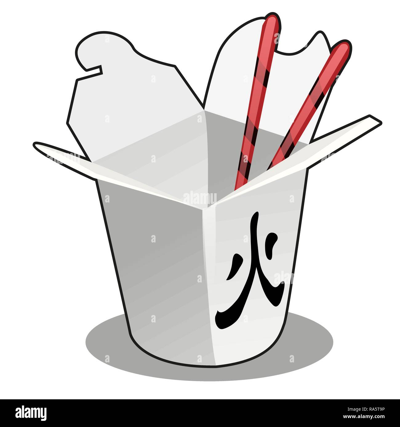 A cardboard box of eating and chopsticks isolated on white background ...