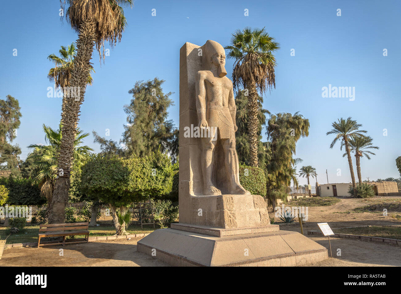 Cairo, Egypt - Nov 5th 2018 - A huge stone statue of a Egyptian king ...