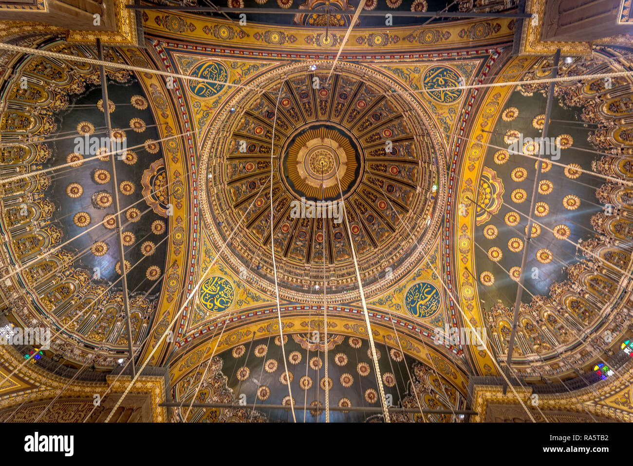 Cairo, Egypt - Nov 2nd 2018 - The interior roof of a mosque rich in ...
