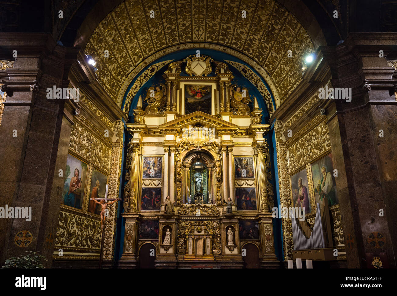 LLUC, MALLORCA, SPAIN - OCT 1, 2018: Ornate altar inside of the ...