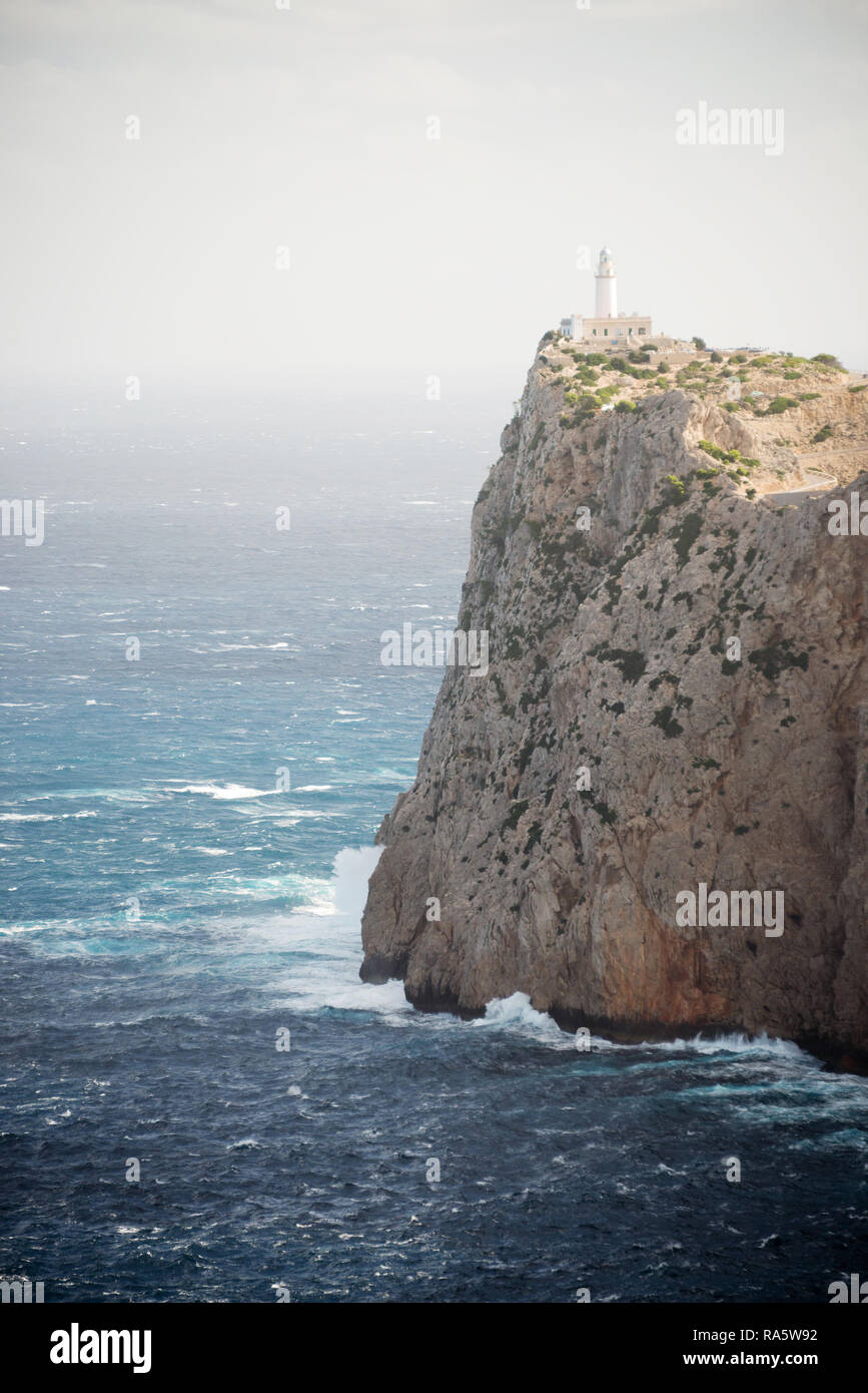 Lighthouse and cliff rock at Cap de Formentor in Mallorca, Spain Stock ...
