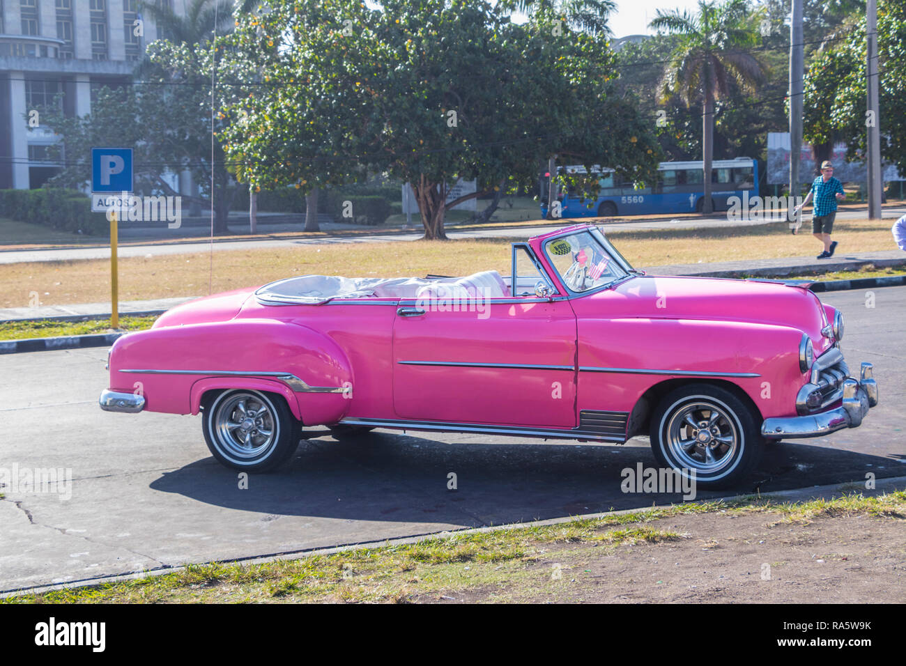 classic vintage pink 1950s American chevrolet deluxe convertible car ...