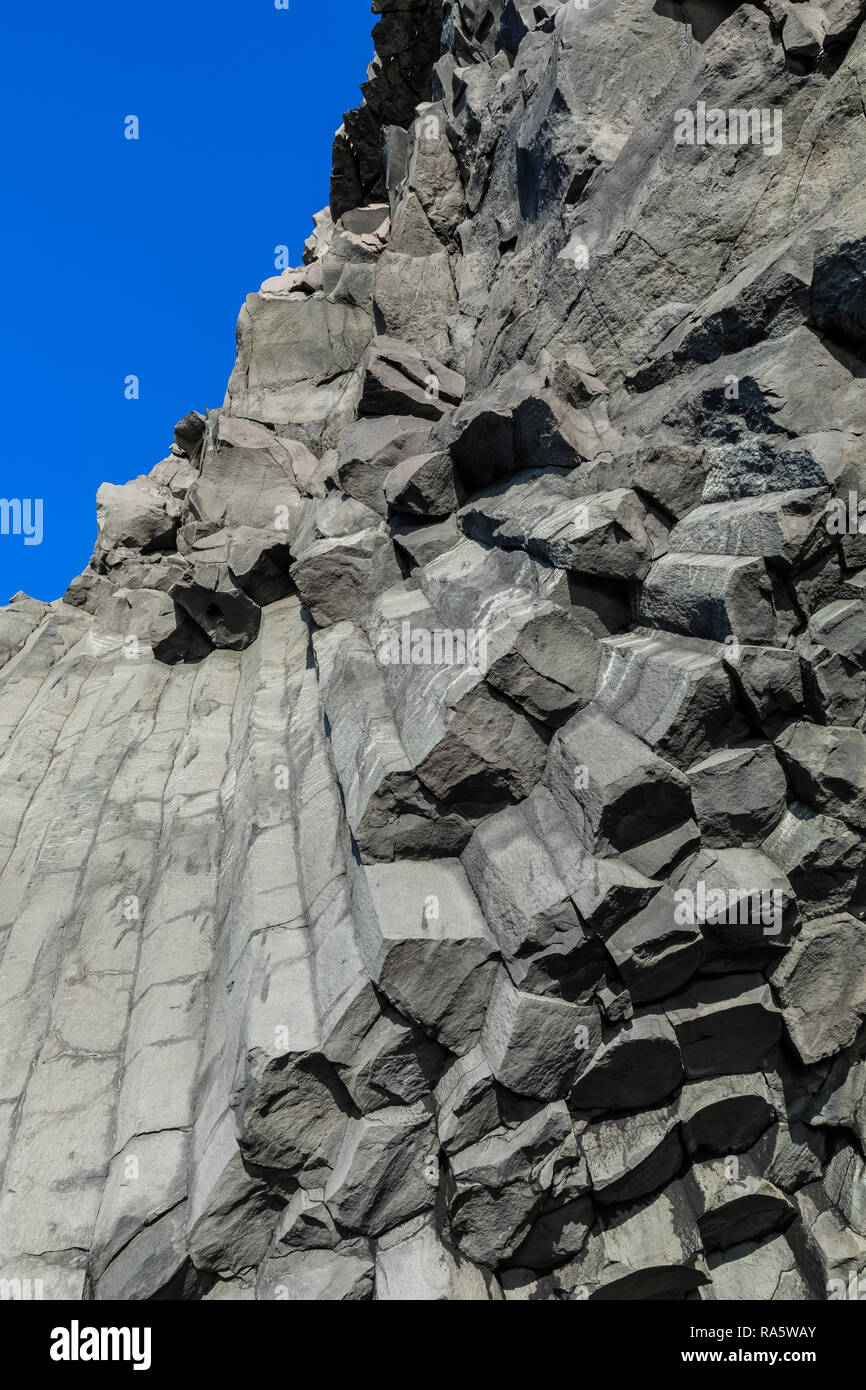 Columnar basalt formations along Reynisfjara Black Sand Beach in ...
