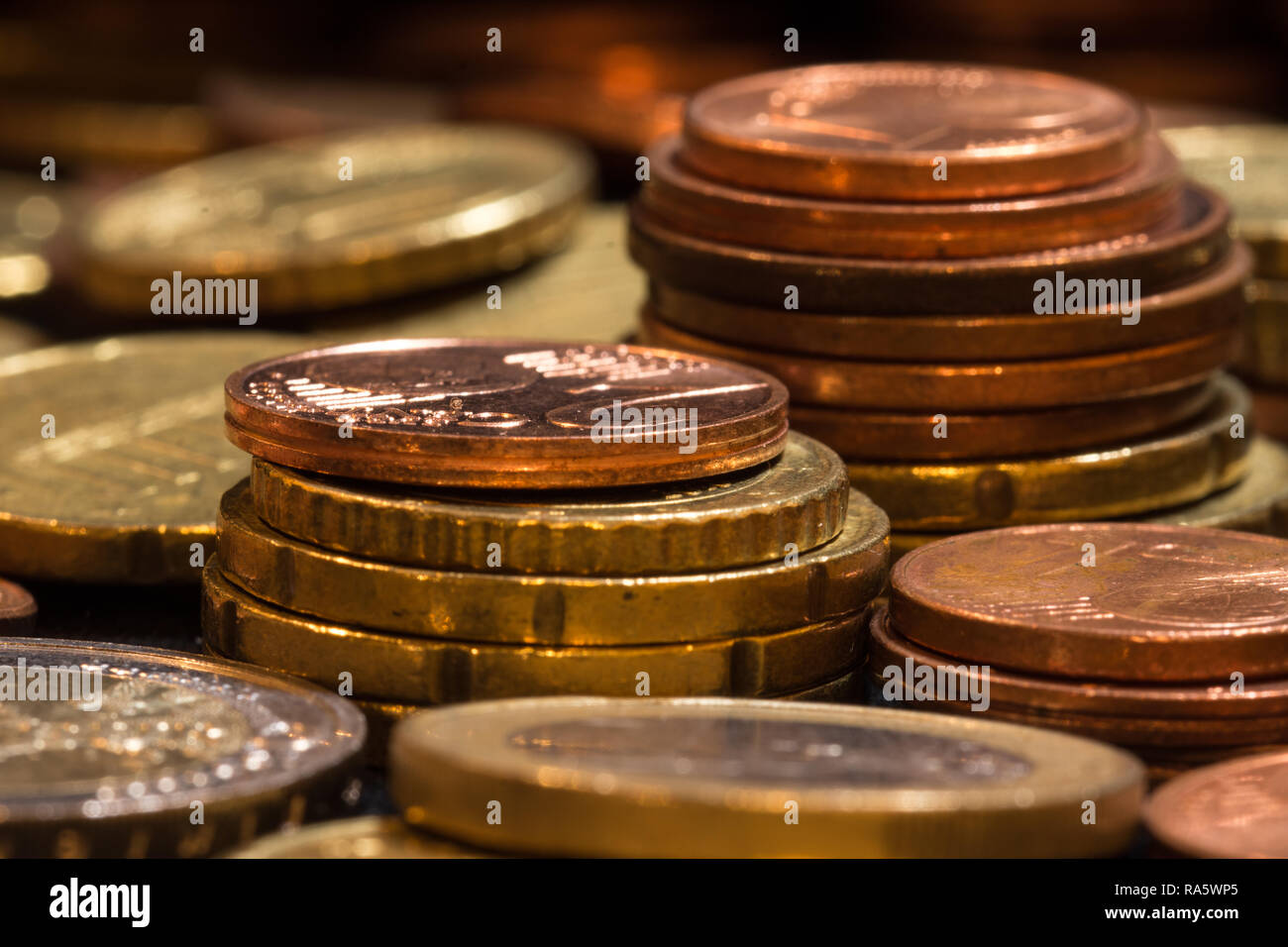 coin stack, coin collection - money growth Stock Photo - Alamy
