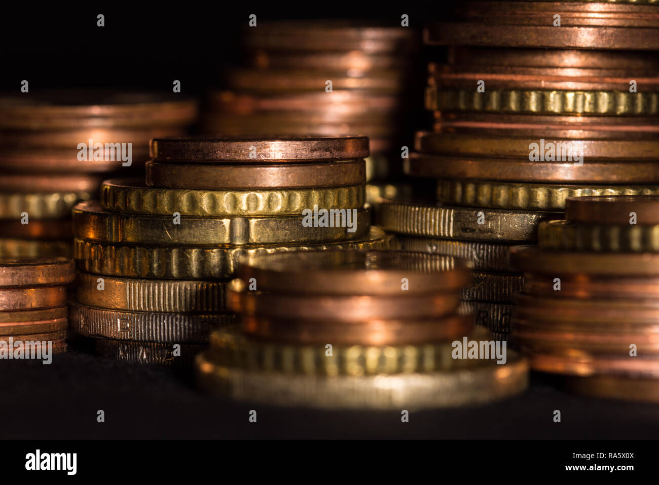 coin stack, coin collection - money growth Stock Photo - Alamy