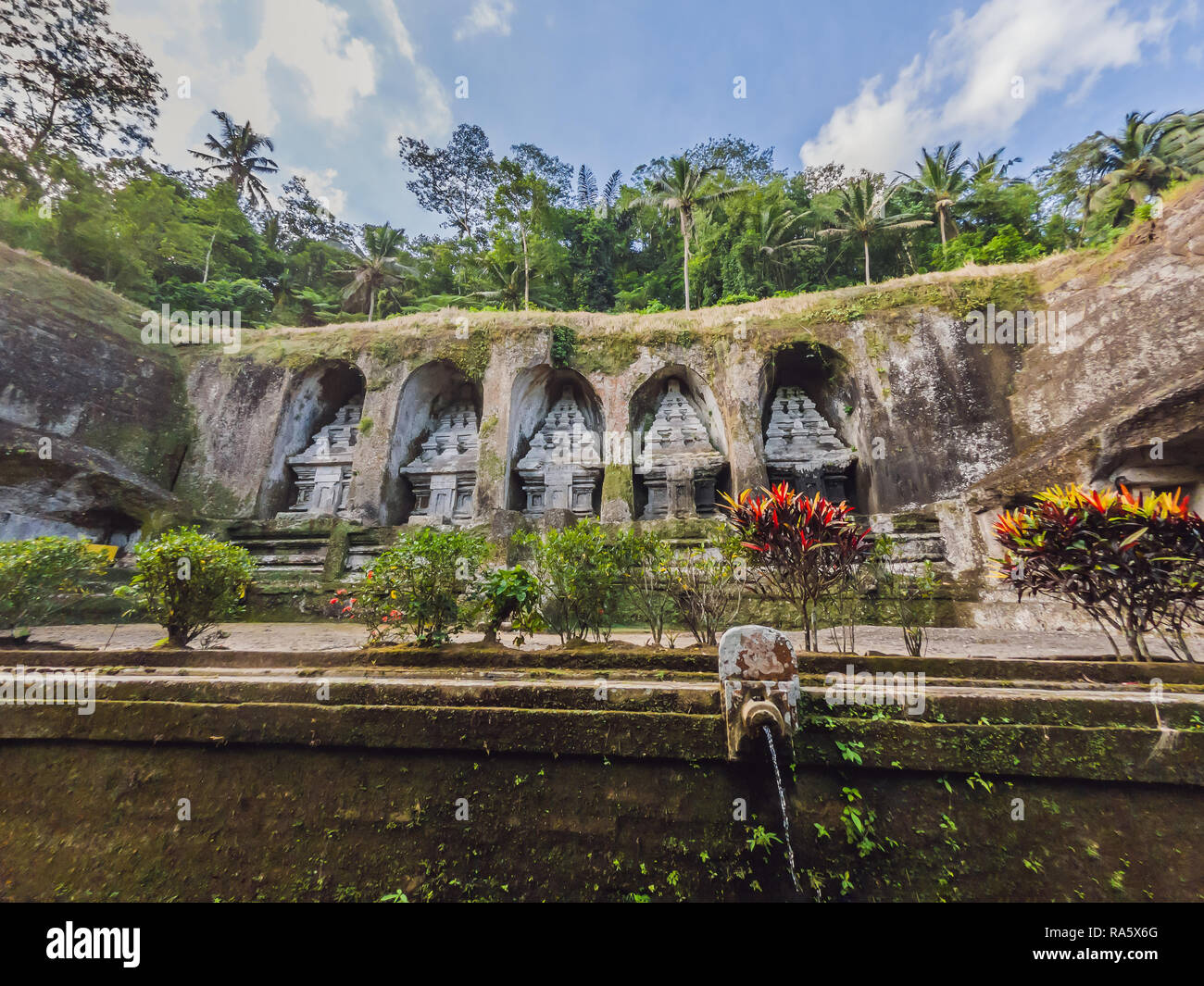 Gunung Kawi. Ancient carved in the stone temple with royal tombs. Bali ...