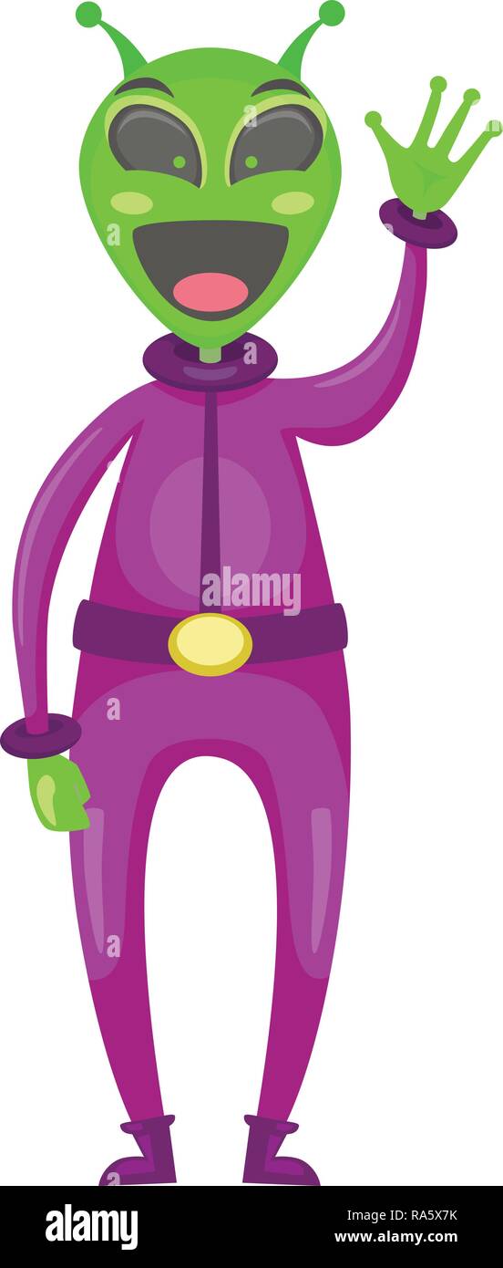 Alien raising hand. Aliens waving vector illustration Stock Vector ...