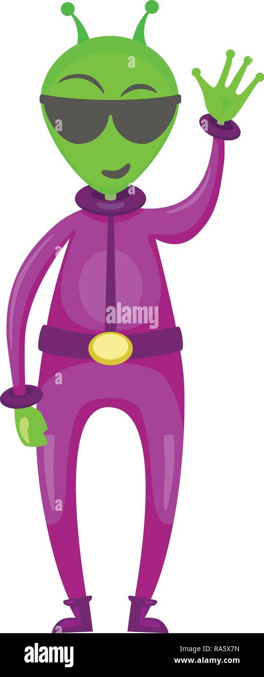 Alien raising hand. Aliens waving vector illustration Stock Vector ...