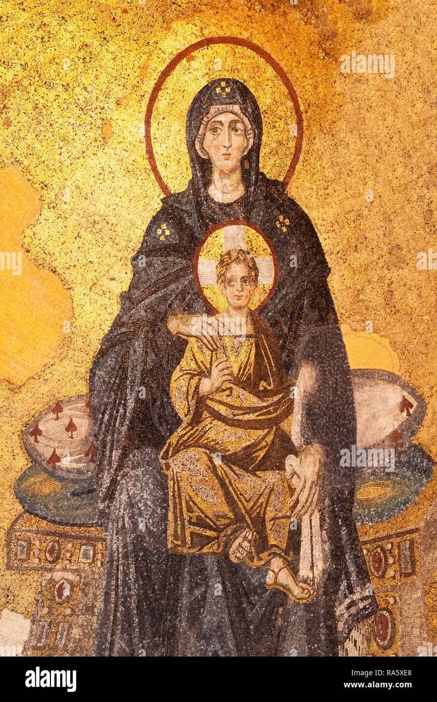 Hagia Sophia, Apse mural mosaic of the Theotokos representing the ... Hagia Sophia, Apse mural mosaic of the Theotokos representing the ...
