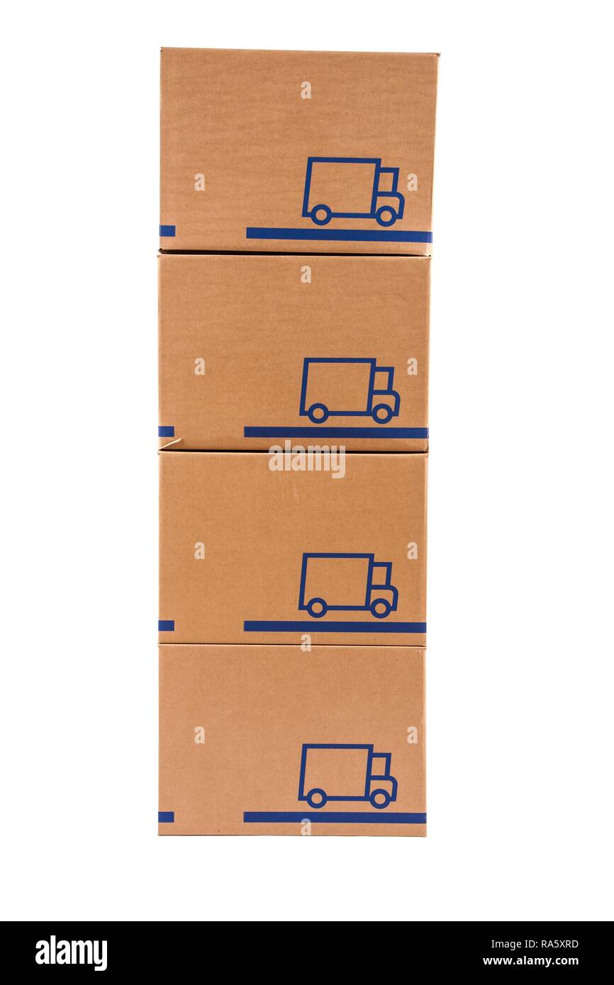 Piled up moving box hi-res stock photography and images - Alamy