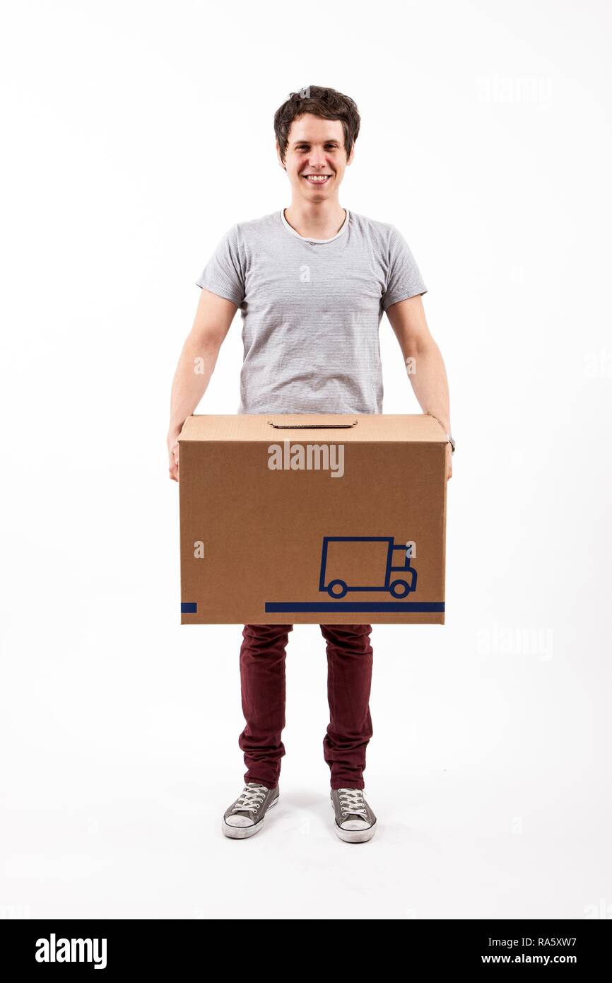 Male carrying box hi-res stock photography and images - Alamy