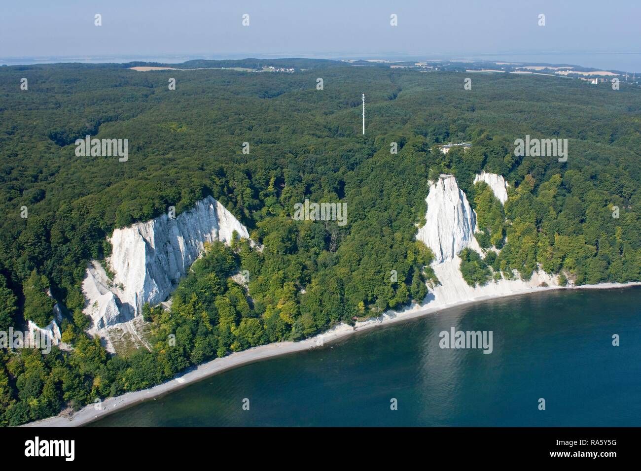 Aerial view, Viktoriasicht and Koenigsstuhl, white chalk cliffs near ...
