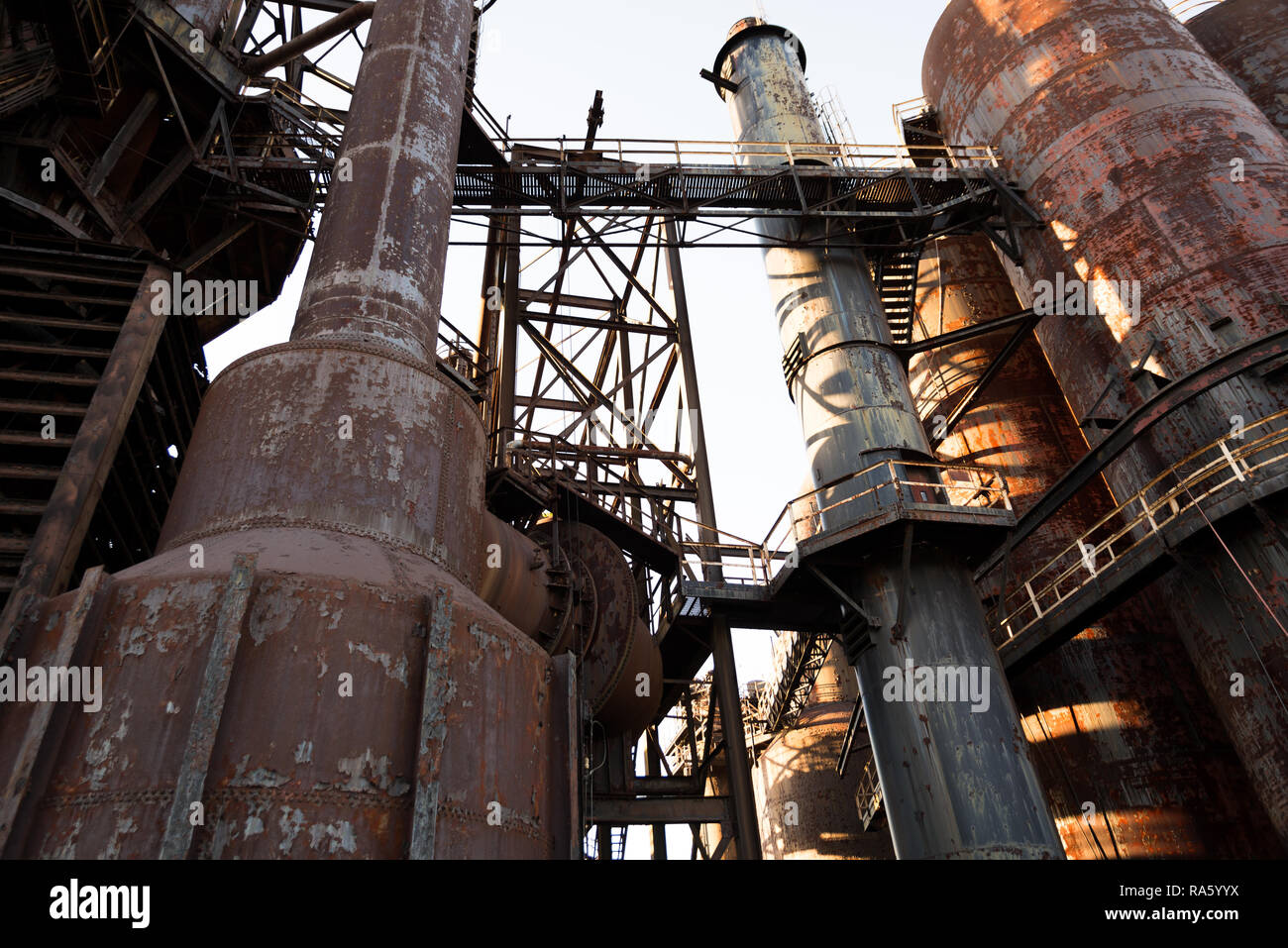 Steel Stacks industrial Bethlehem Pennyslvania close up during daytime ...