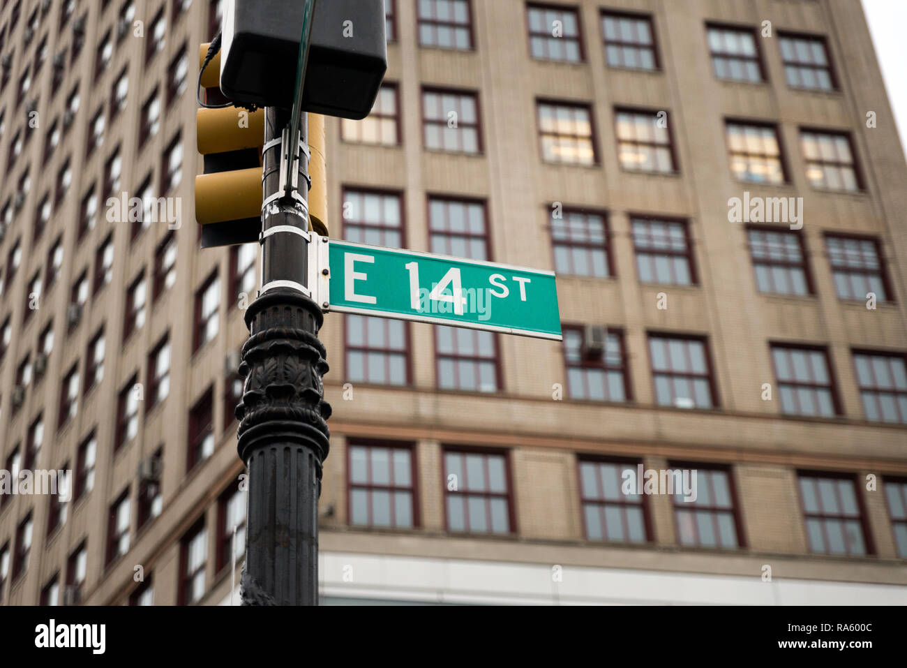 Union Square 14th street New york City signs with a building in the ...