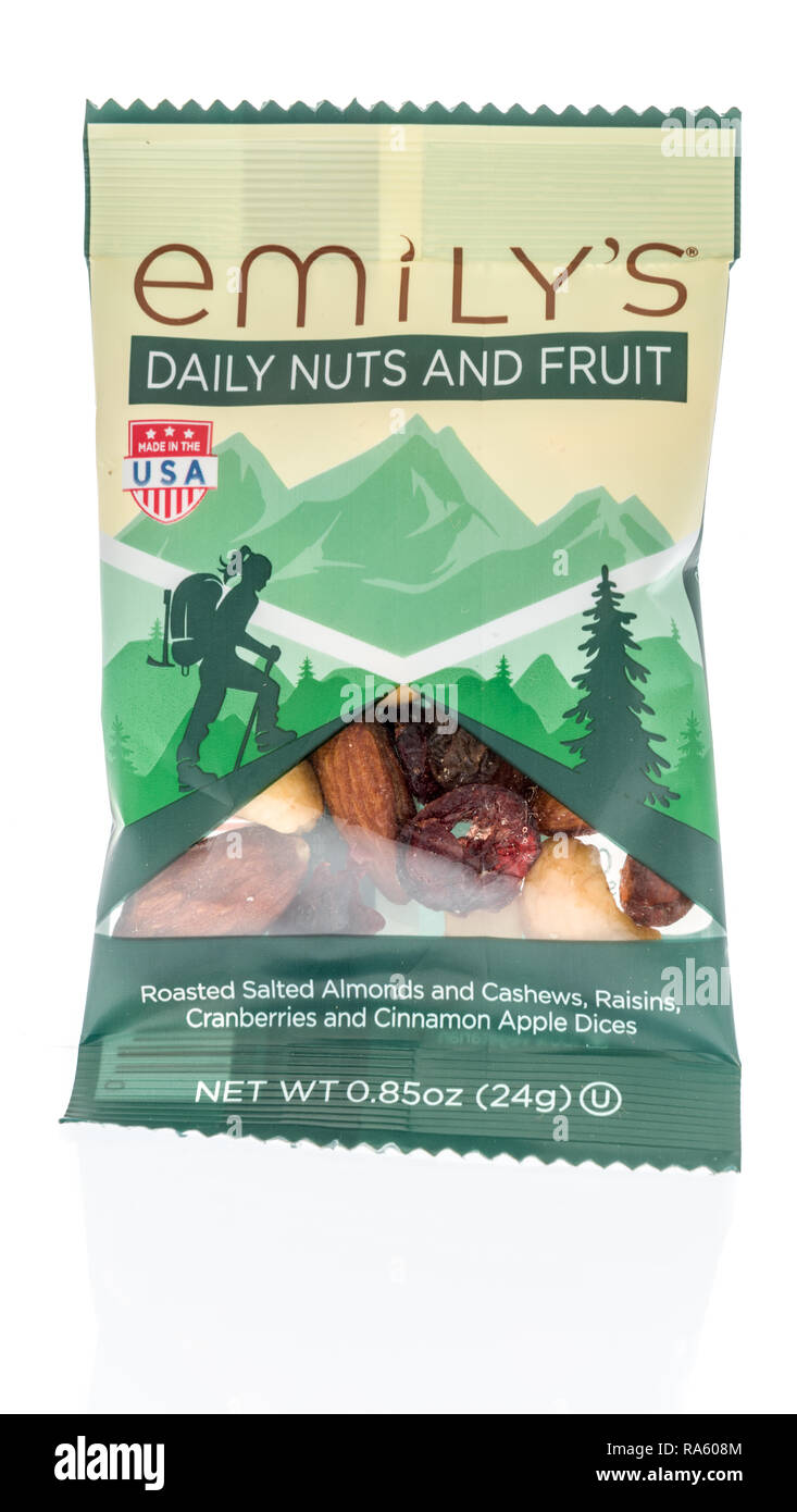 Winneconne, WI - 30 December 2018: A package of Emilys daily nuts and ...