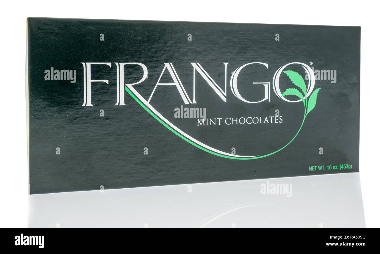 Winneconne, WI - 30 December 2018: A package of Frango mint chocolates ...