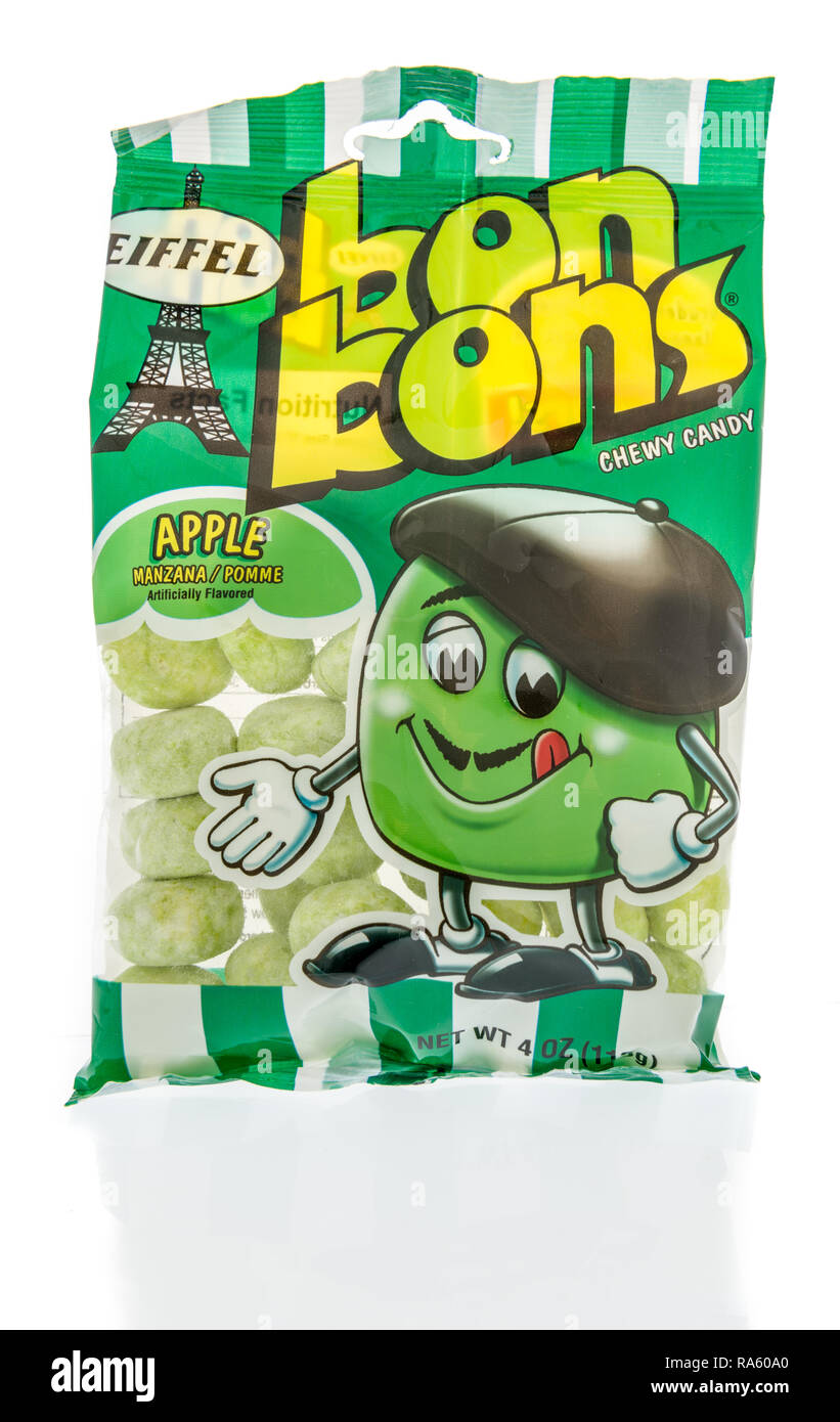 Winneconne, WI - 30 December 2018: A package of Eiffel bon bons chewy ...