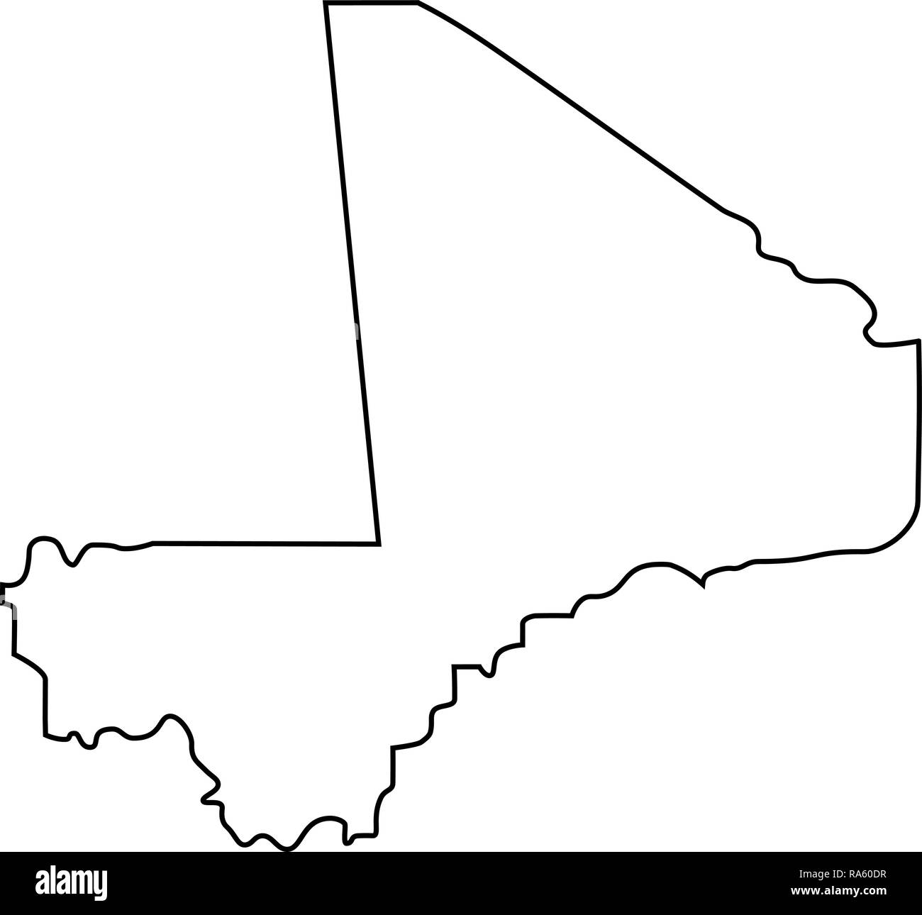 Map Of Mali Outline Silhouette Of Map Of Mali Vector Illustration