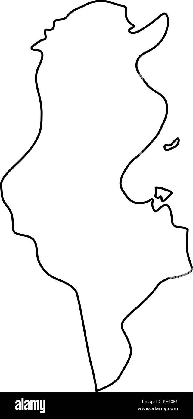 map of Tunisia - outline. Silhouette of map of Tunisia vector ...