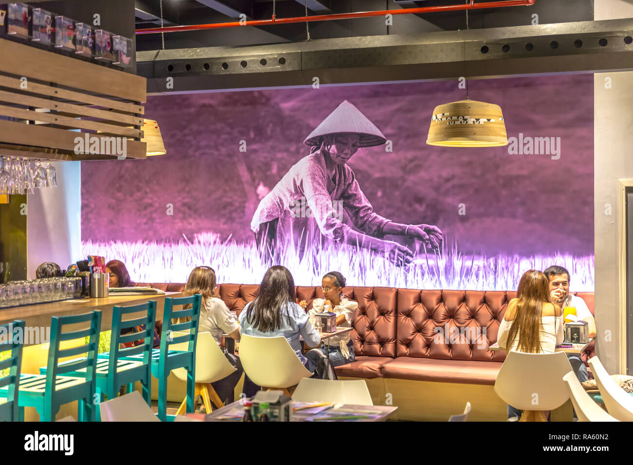 Panama City, Panama - Mar 10th 2018 - Tourist having dinner in a fancy ...