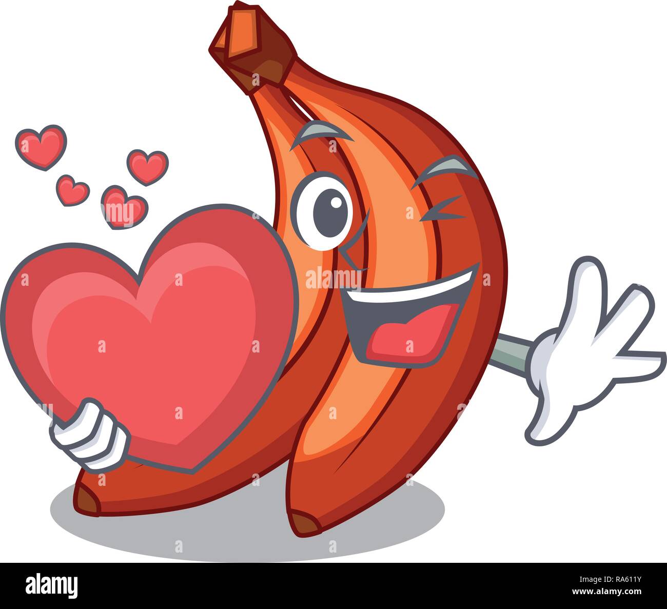 With heart red cartoon bananas ready to eat Stock Vector Image & Art ...