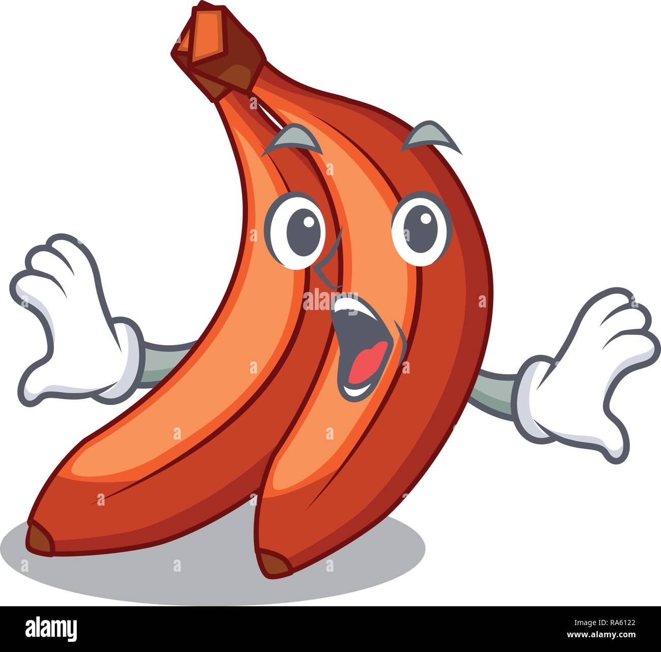 Surprised red cartoon bananas ready to eat Stock Vector Image & Art - Alamy