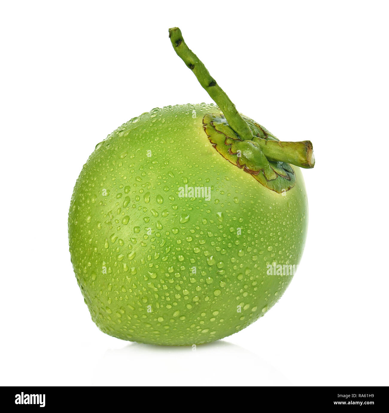 water drop green coconut isolated on white background Stock Photo - Alamy