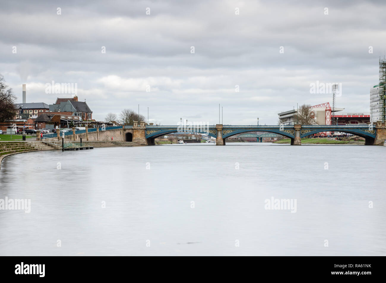 Long exposure of Trent Bridge on the River Trent at Victoria Embankment ...