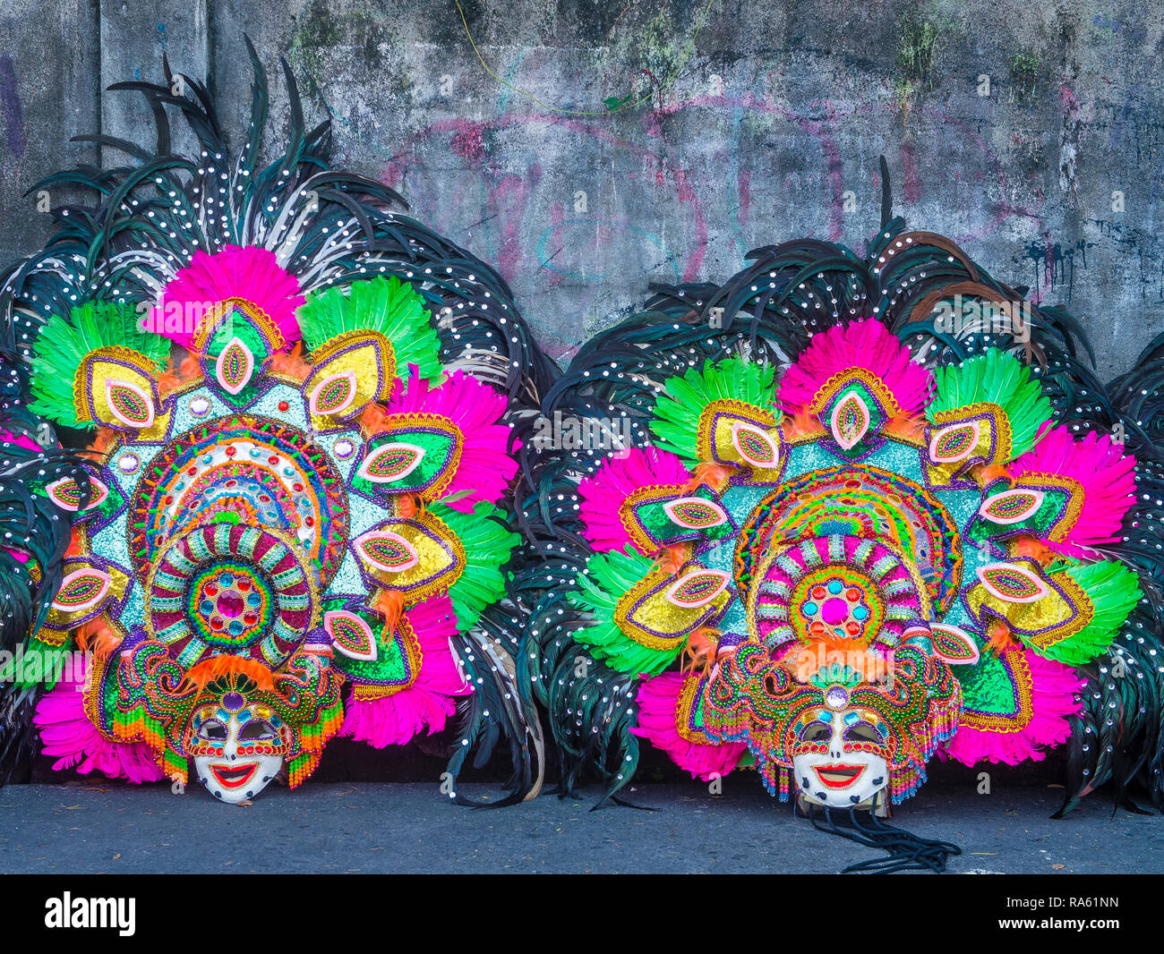 Colorfull masks during the Masskara Festival in Bacolod Philippines ...
