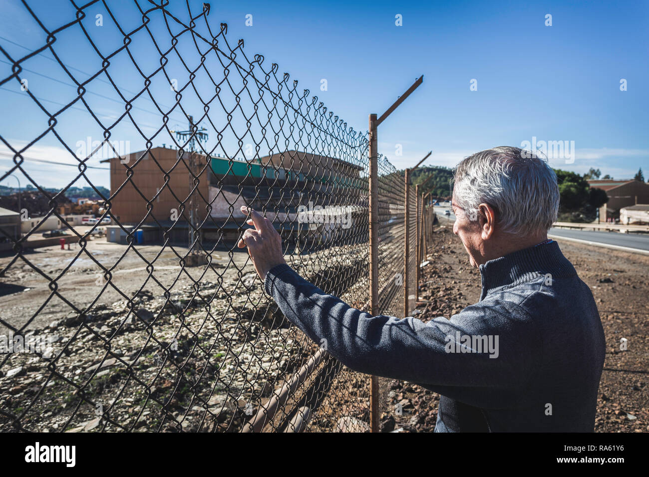 Old man face fence hi-res stock photography and images - Alamy