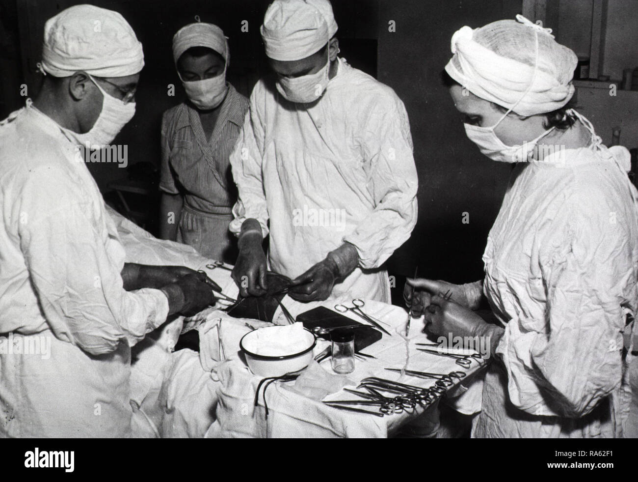 Treatment in an operating room at the 132nd General Hospital ca. 1942 ...