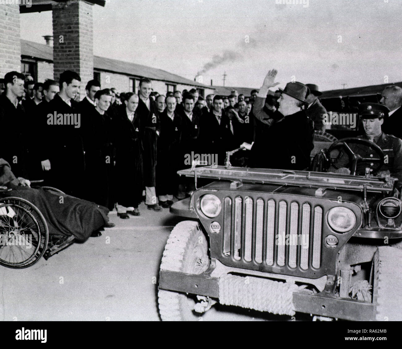 President Roosevelt greeting patients at the 19th Station Hospital ...