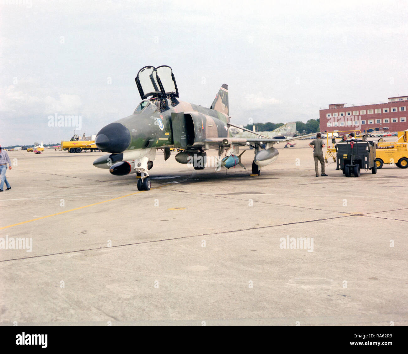 1976 - A left view of an F-4E Phantom II aircraft equipped with, left ...