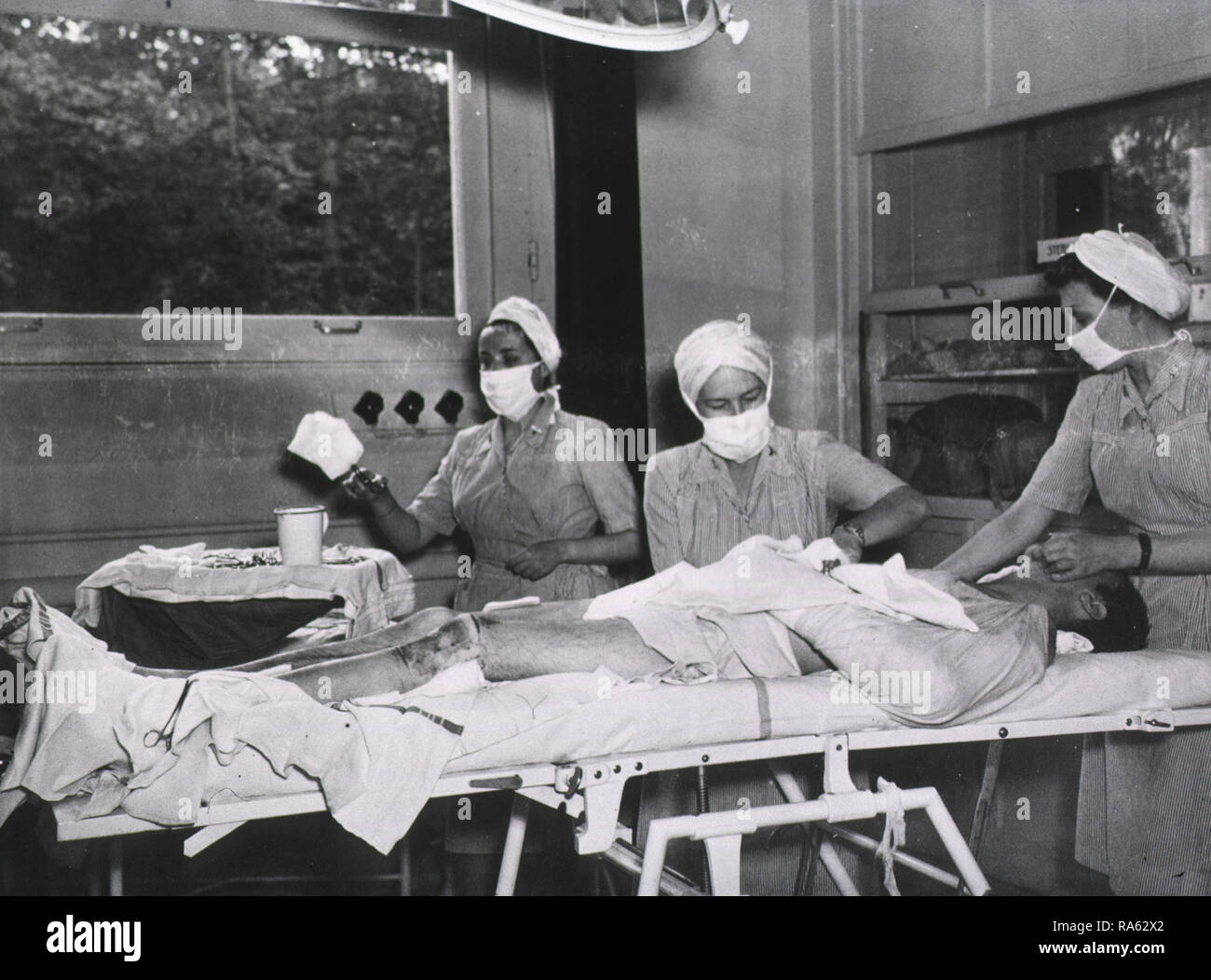 Army Nurses in operating room at 40th General Hospital ca. 1945 Stock ...