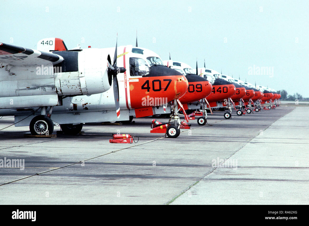 1978 - A right front view of several S-2 Tracker aircraft parked on the ...