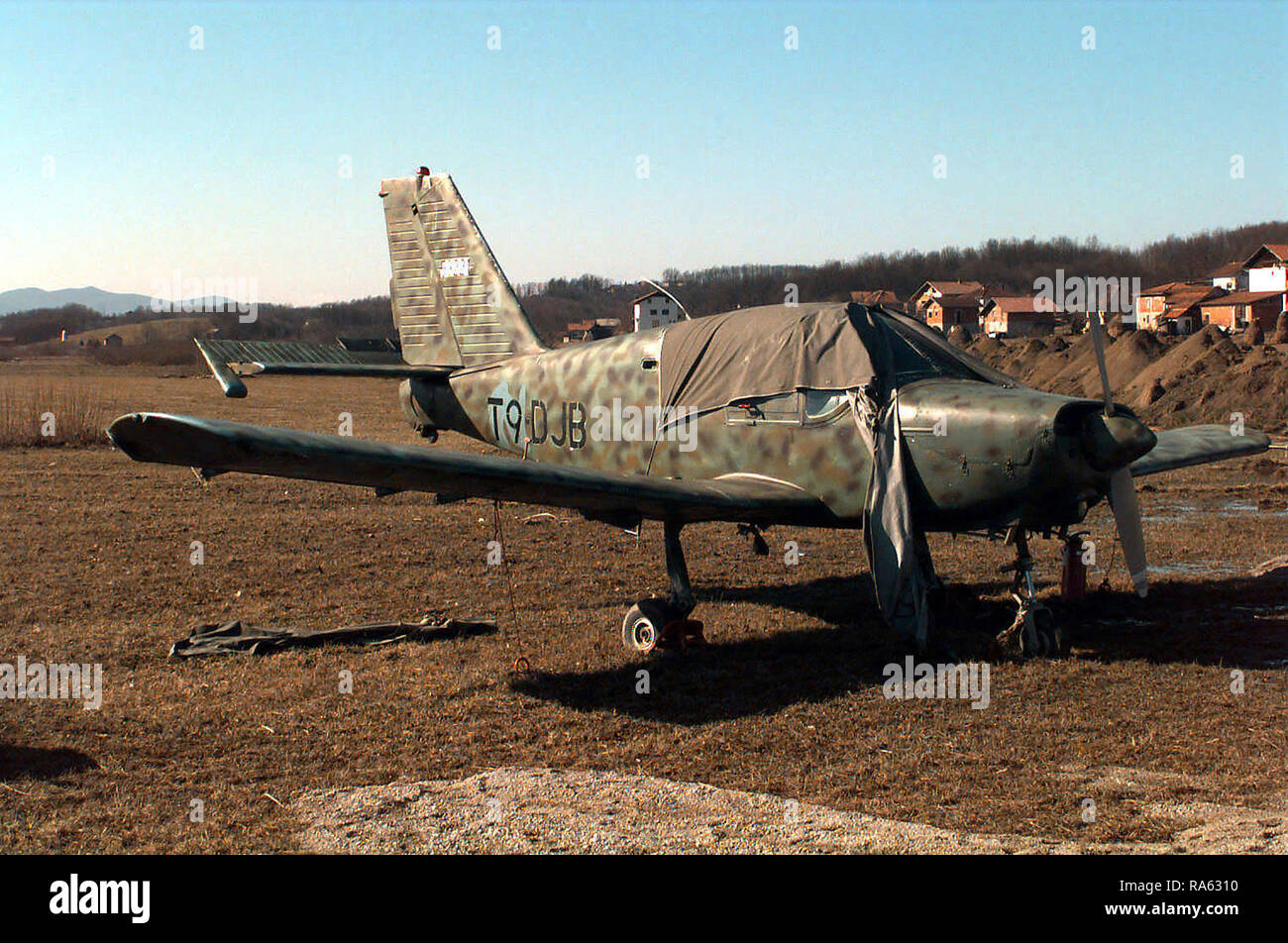 A Bosnian Muslim Army UTVA-75 Light Utility Aircraft parked at Coralici ...