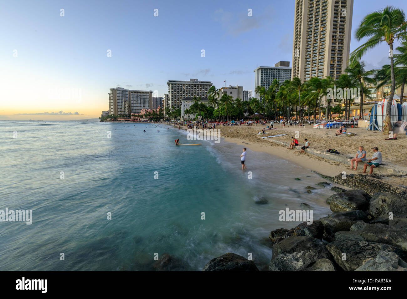 Famous waikiki avenue hi-res stock photography and images - Alamy