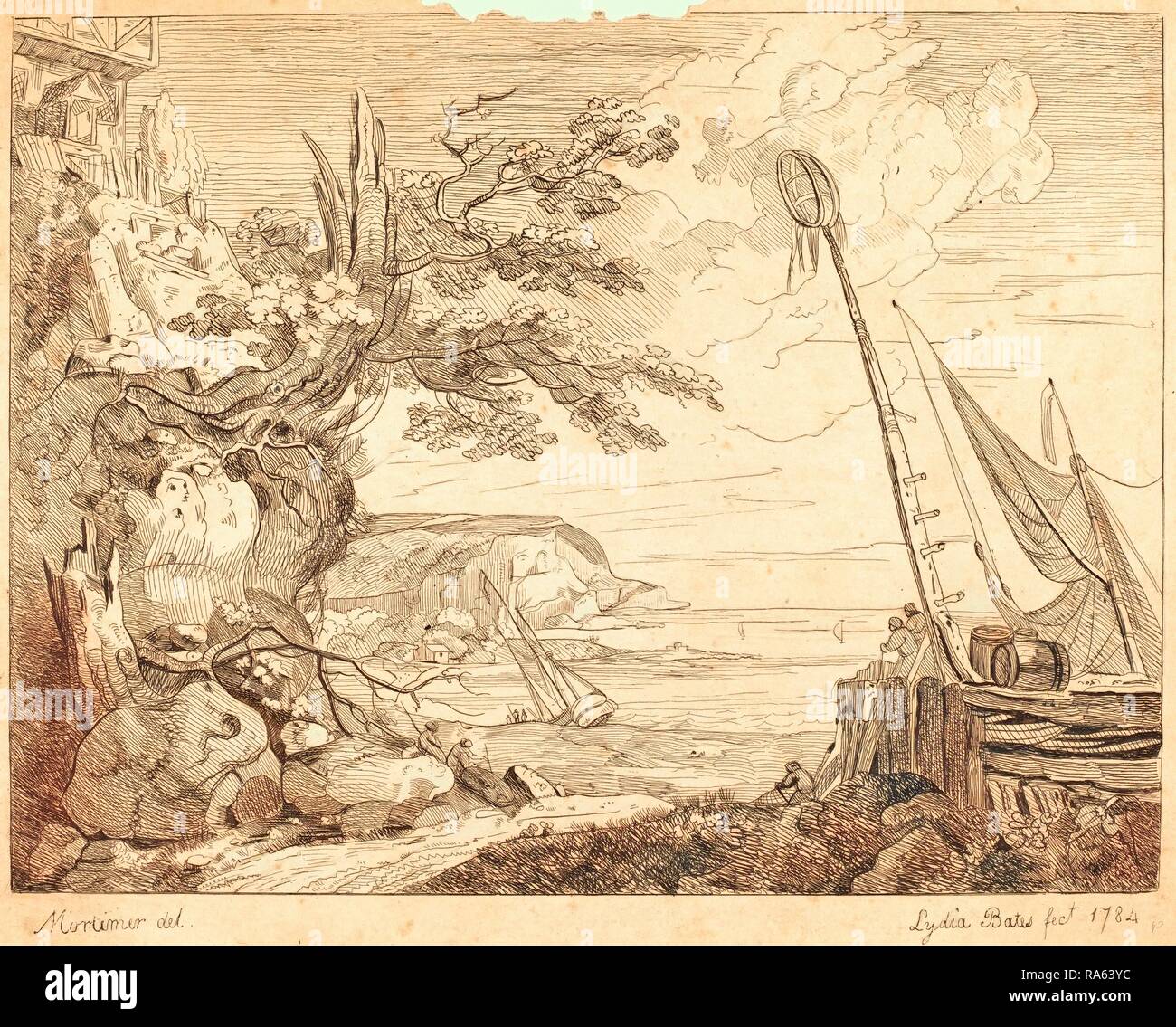 Lydia Bates, British (active 1784), Coast Scene, 1784, etching ...