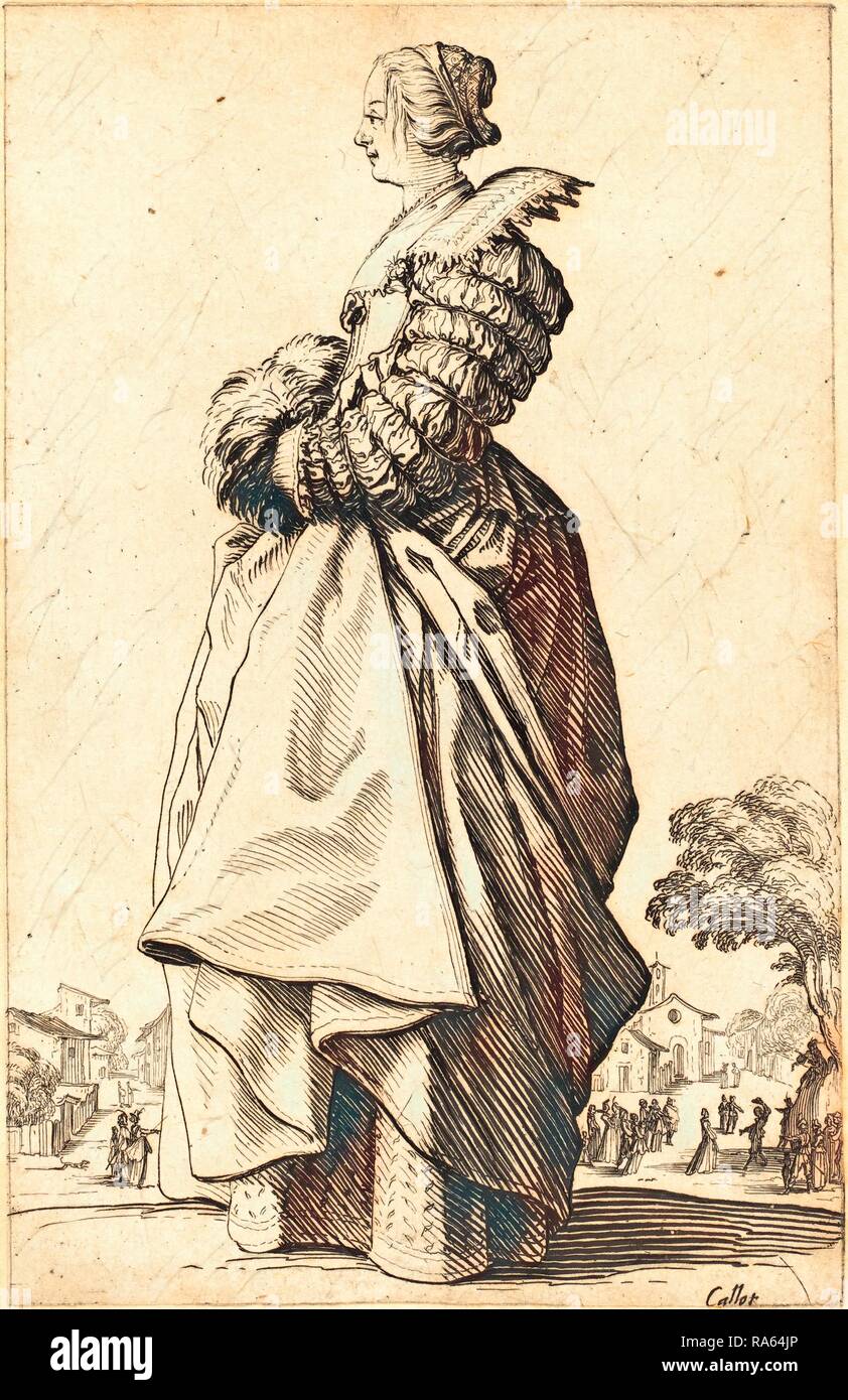 Jacques Callot, French (1592-1635), Noble Woman in Profile with her ...