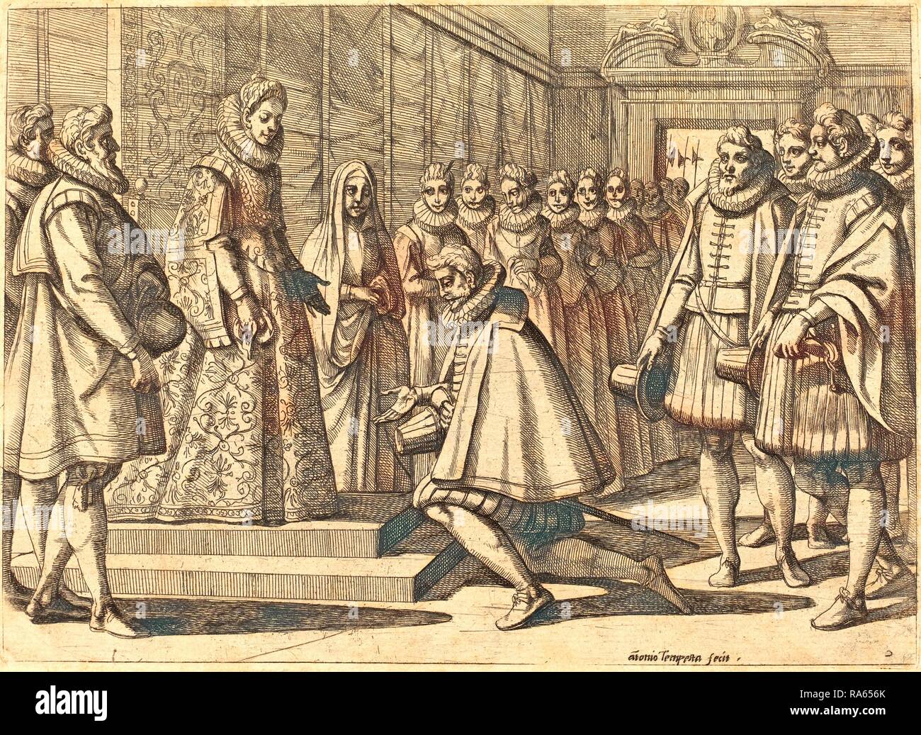 Antonio Tempesta, Italian (1555-1630), Philip of Spain before Margaret ...