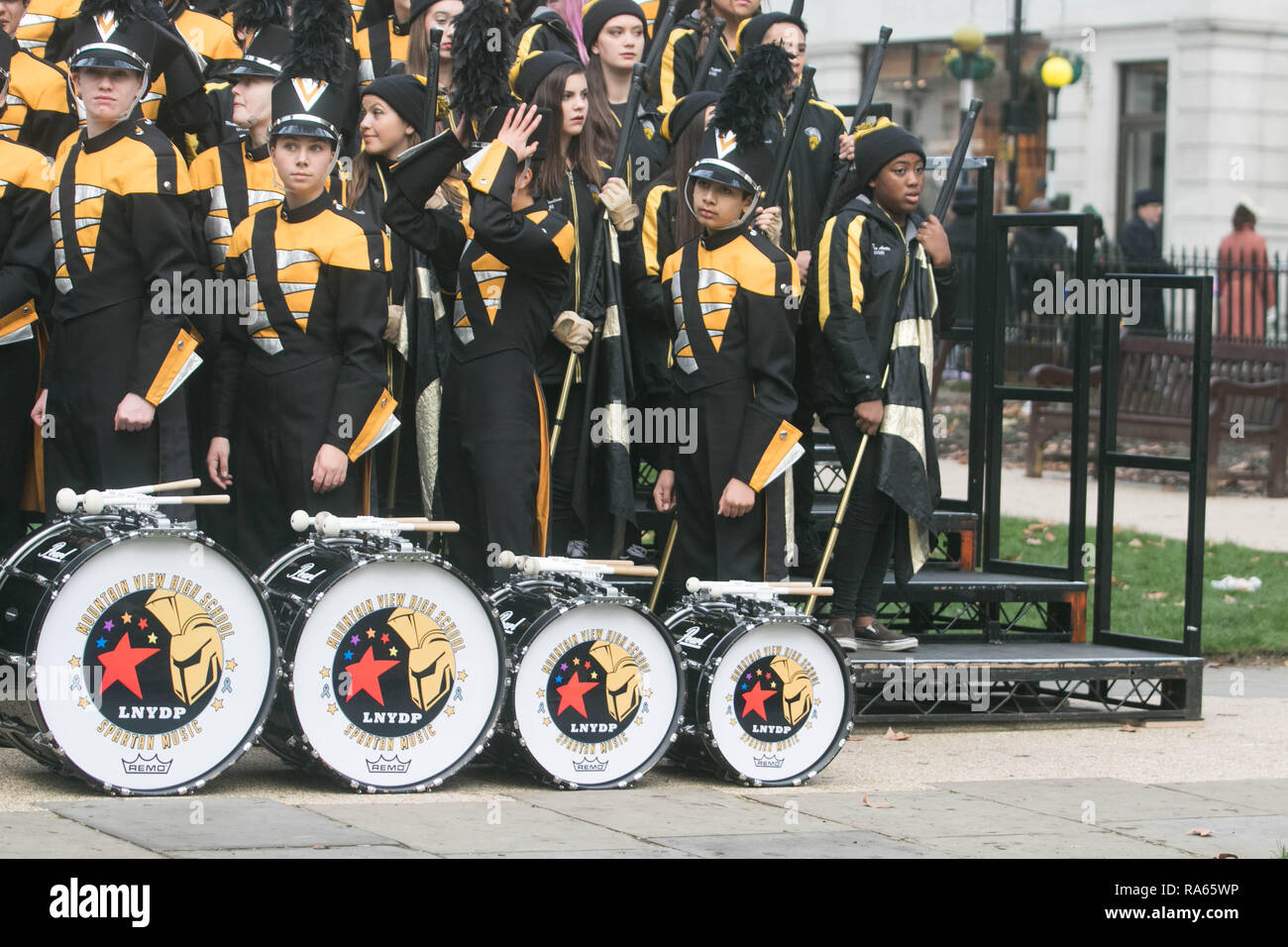 London, UK. 1st Jan, 2019. Mountain View High School Marching Band ...